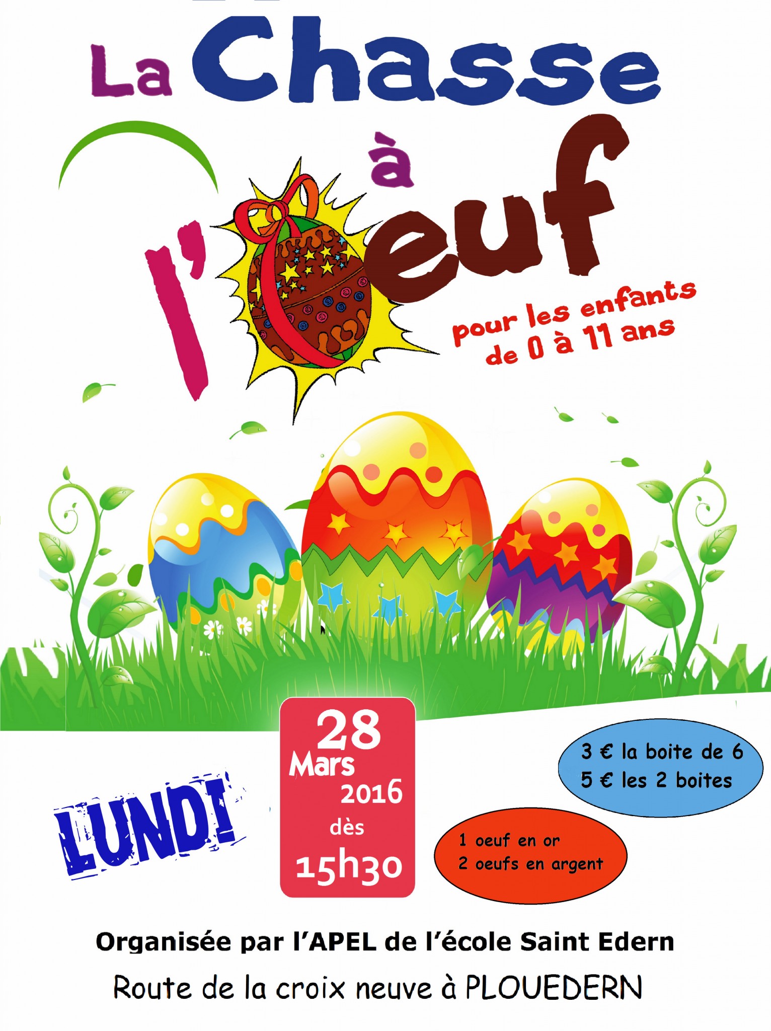Chasse aux oeufs maintenue! – Ecole Saint-Edern